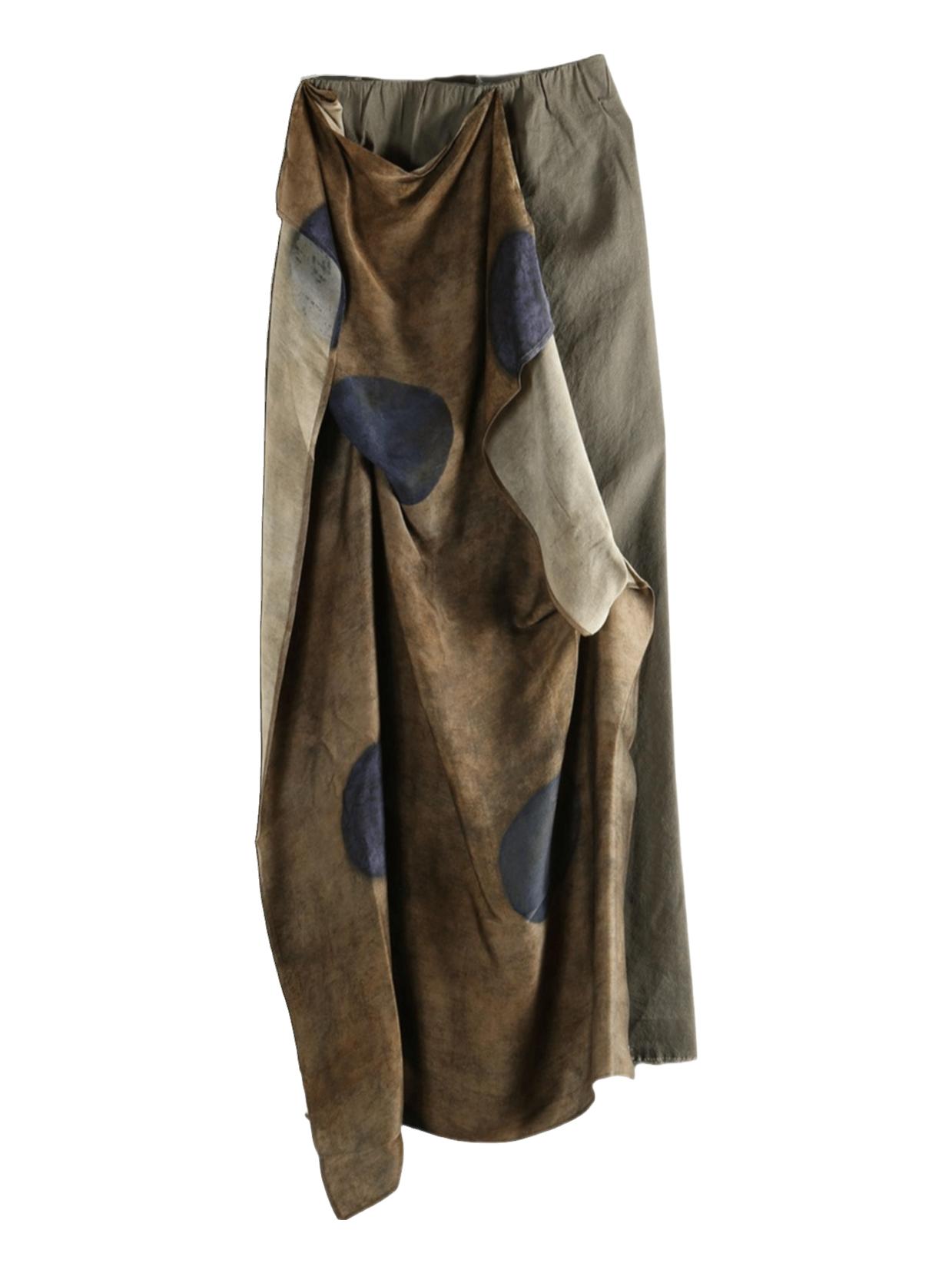 UMA WANG Uma Wang Elastic Waist Midi Skirt with Asymmetrical Hem